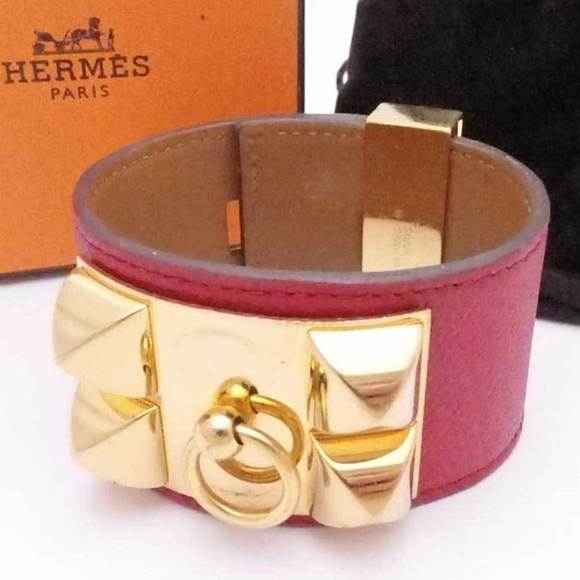 Hermes | Jewelry | Hermes Hermes Bracelet Collierd Cyan Red Leather X ...